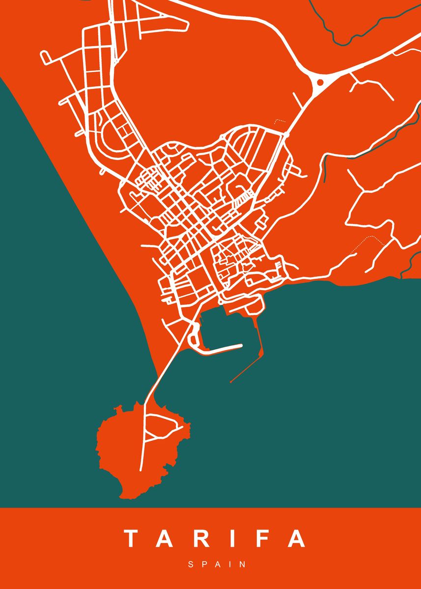 'MAP TARIFA SPAIN' Poster, picture, metal print, paint by UrbanMaps ...