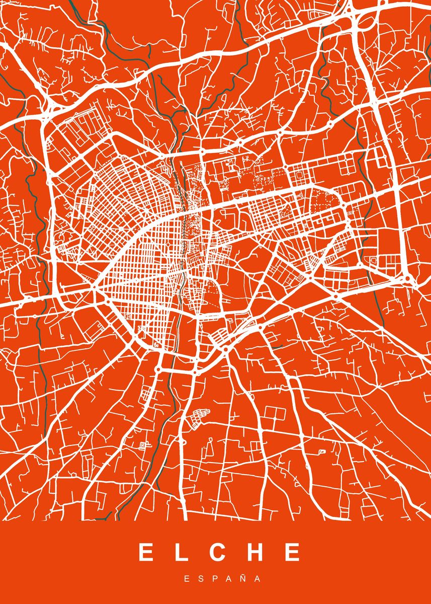 'MAP ELCHE SPAIN' Poster by UrbanMaps | Displate