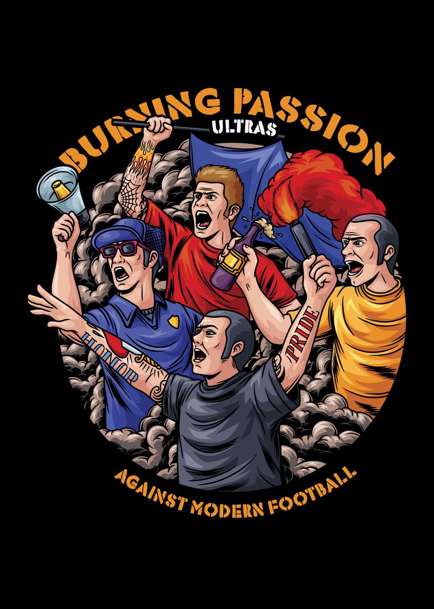 'Football fans celebrating ' Poster, picture, metal print, paint by ...