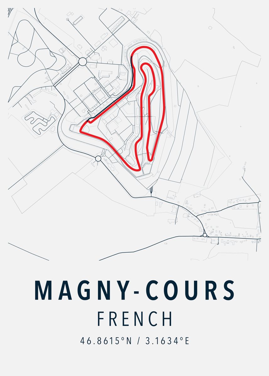 'magny cours simple track' Poster by Denise Zendejas | Displate