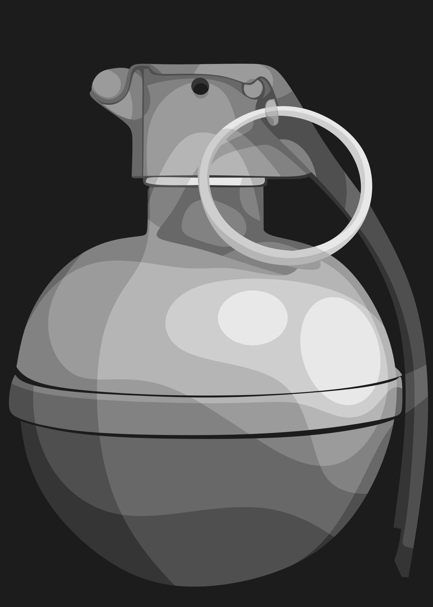 'M67 Grenade Grayscale' Poster, picture, metal print, paint by Exynos L ...
