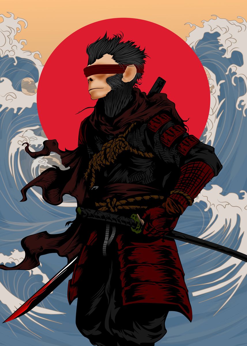 'monkey samurai' Poster by best art moshper | Displate