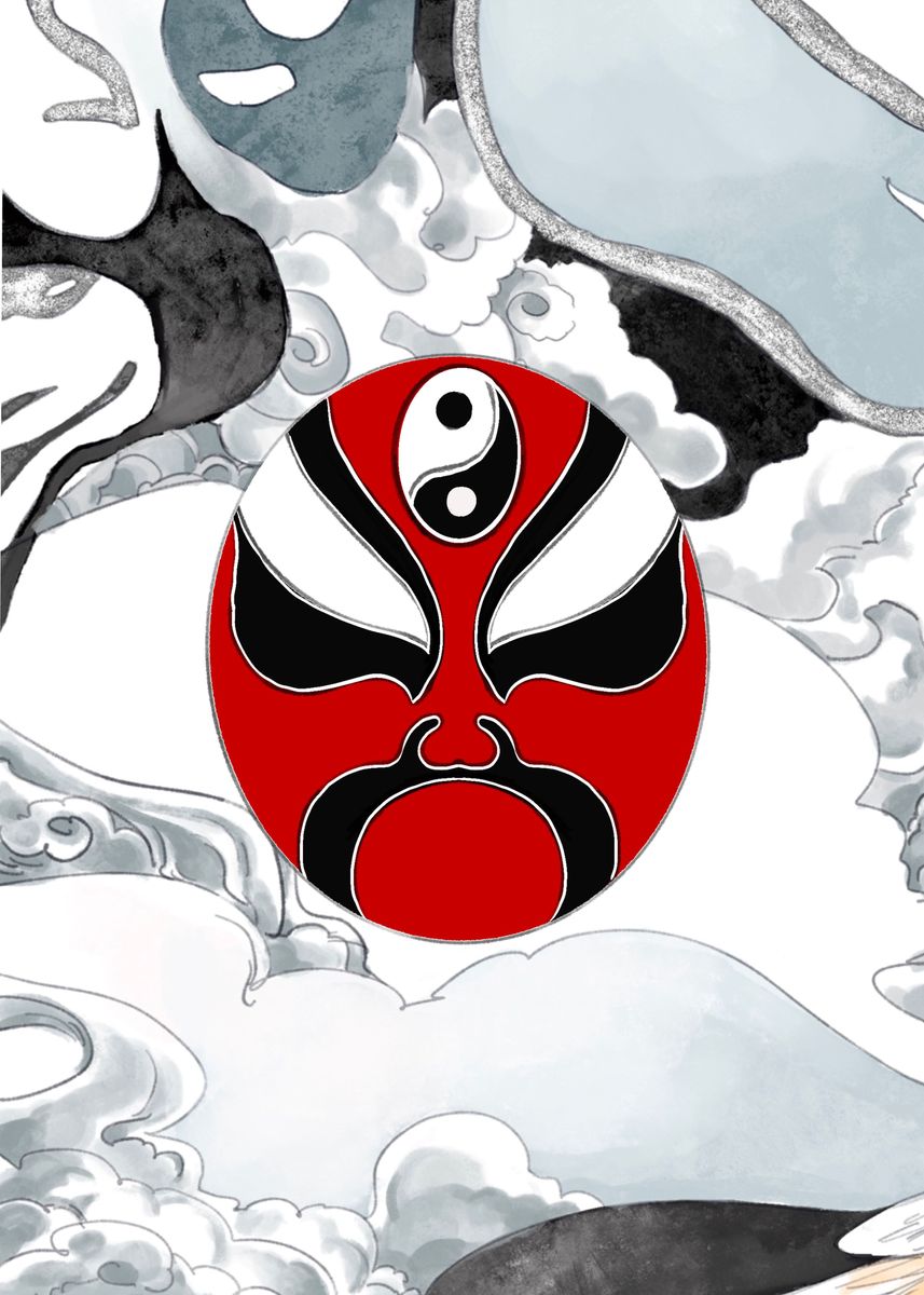 'Peking Opera Red Mask' Poster, picture, metal print, paint by Hedy ...