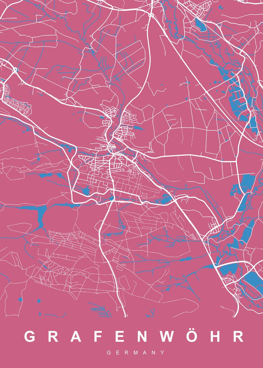 'MAP GRAFENWOHR GERMANY ' Poster, picture, metal print, paint by ...