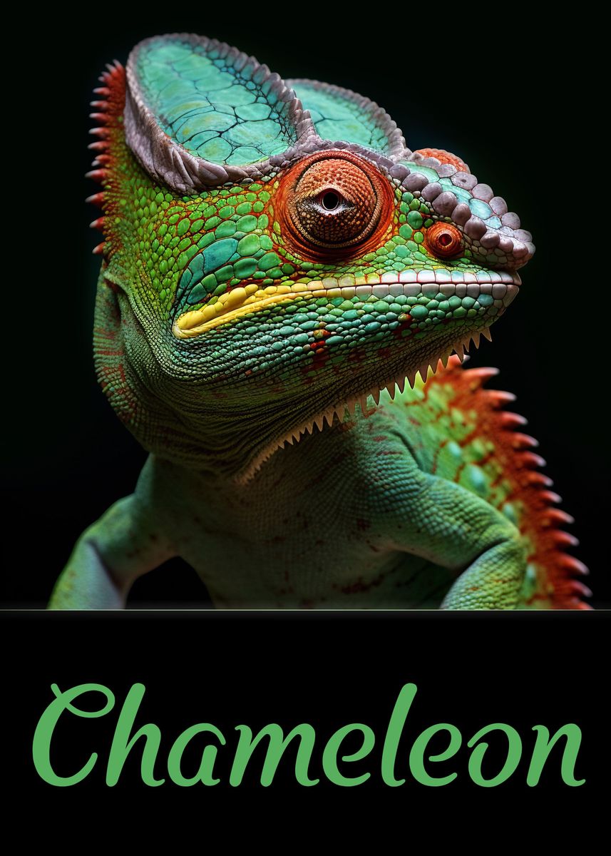 'Chameleon' Poster, picture, metal print, paint by Van Zelman | Displate