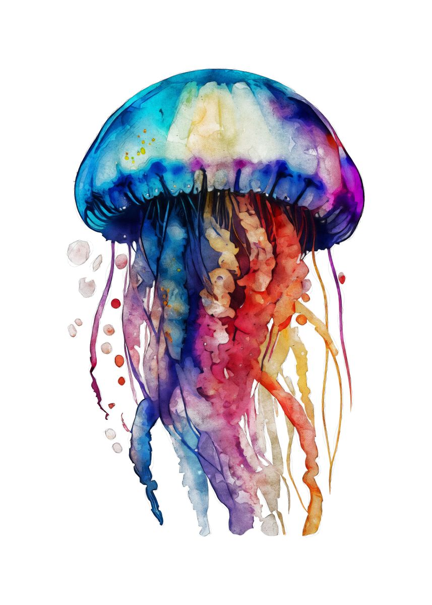 'Jellyfish Watercolor Art' Poster by Watercolorush | Displate