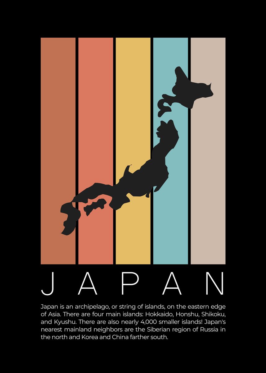 'Japan Map' Poster, picture, metal print, paint by Sabiqul Fahmi | Displate