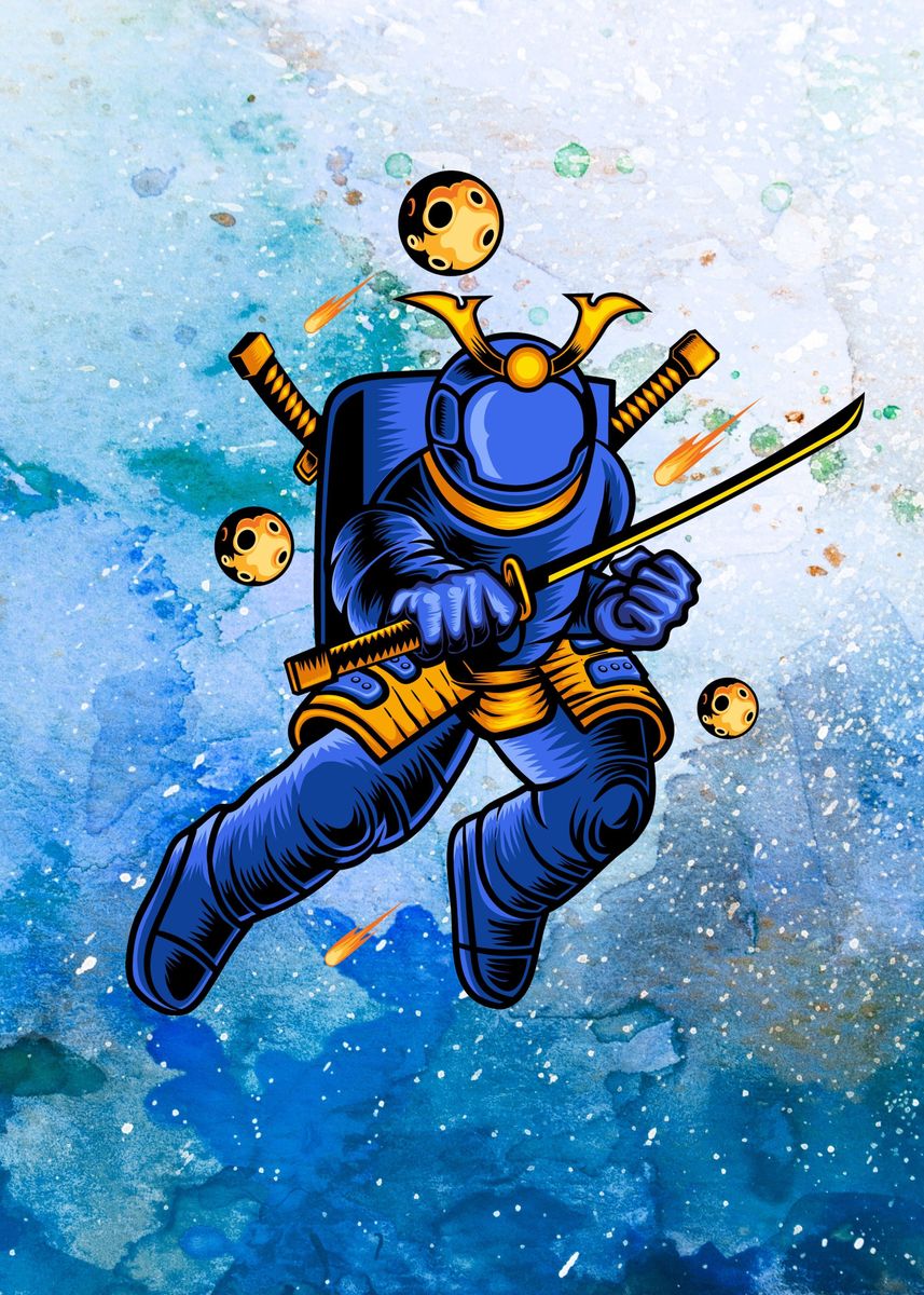 'Modern samurai astronau' Poster, picture, metal print, paint by ...