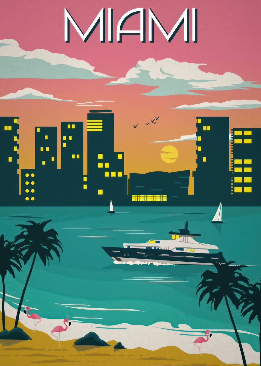 'Miami Florida Travel Art' Poster by gani ismail | Displate