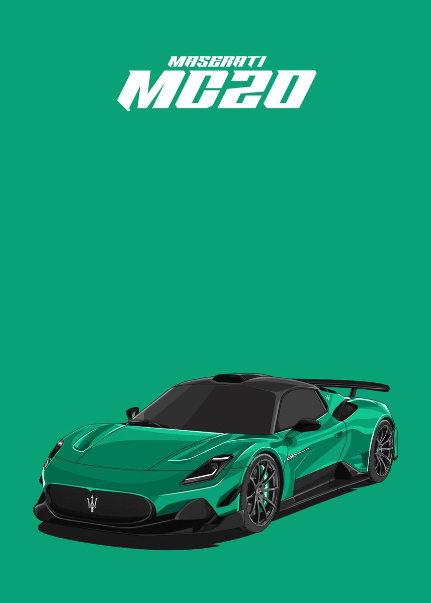 'maserati mc20 green' Poster by capture art | Displate