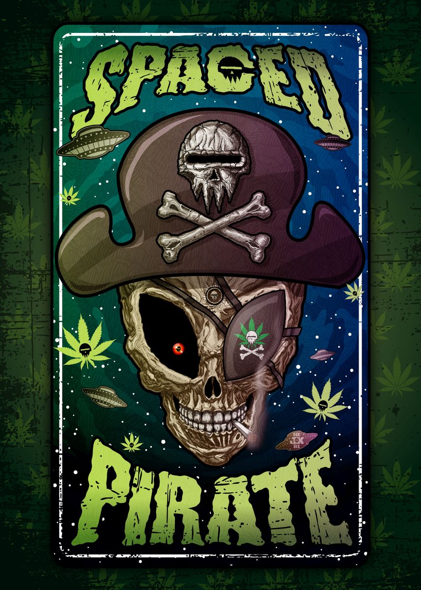 'Spaced Pirate' Poster, picture, metal print, paint by HEJK81 | Displate