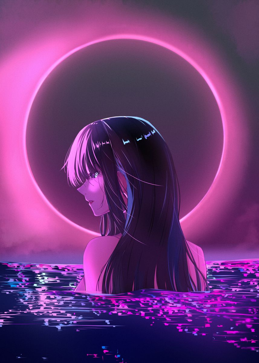 'Girl and sunset' Poster, picture, metal print, paint by Blanca Hamill ...