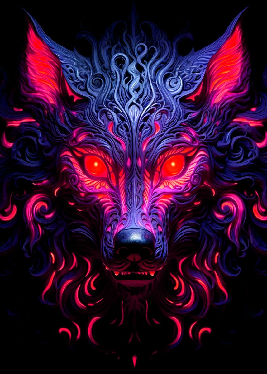 'Fantasy Wolf' Poster, picture, metal print, paint by bds land | Displate