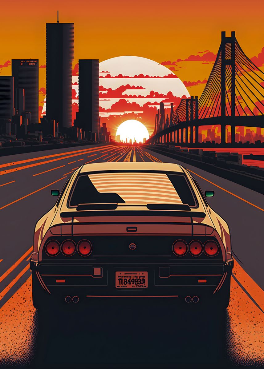 'Retro Car' Poster, picture, metal print, paint by Showroom Car | Displate