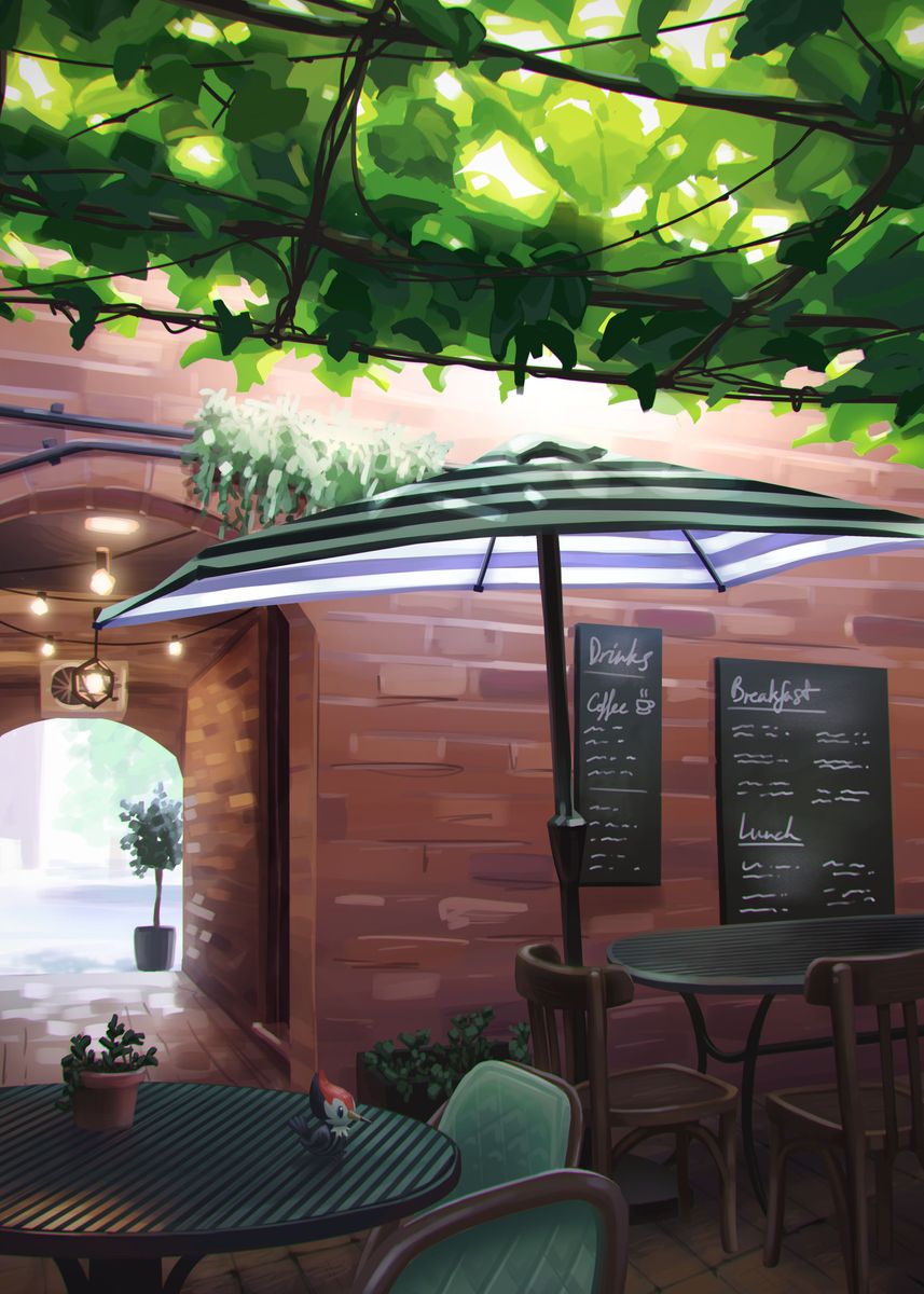 'Cafe Summer' Poster, picture, metal print, paint by Victifreak | Displate
