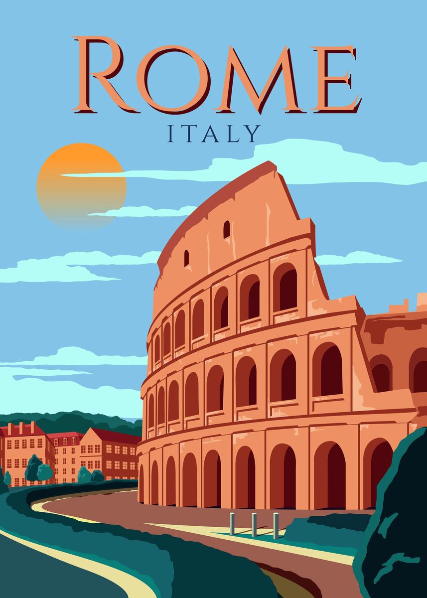 'Rome Italy Travel Poster' Poster, picture, metal print, paint by gani ...