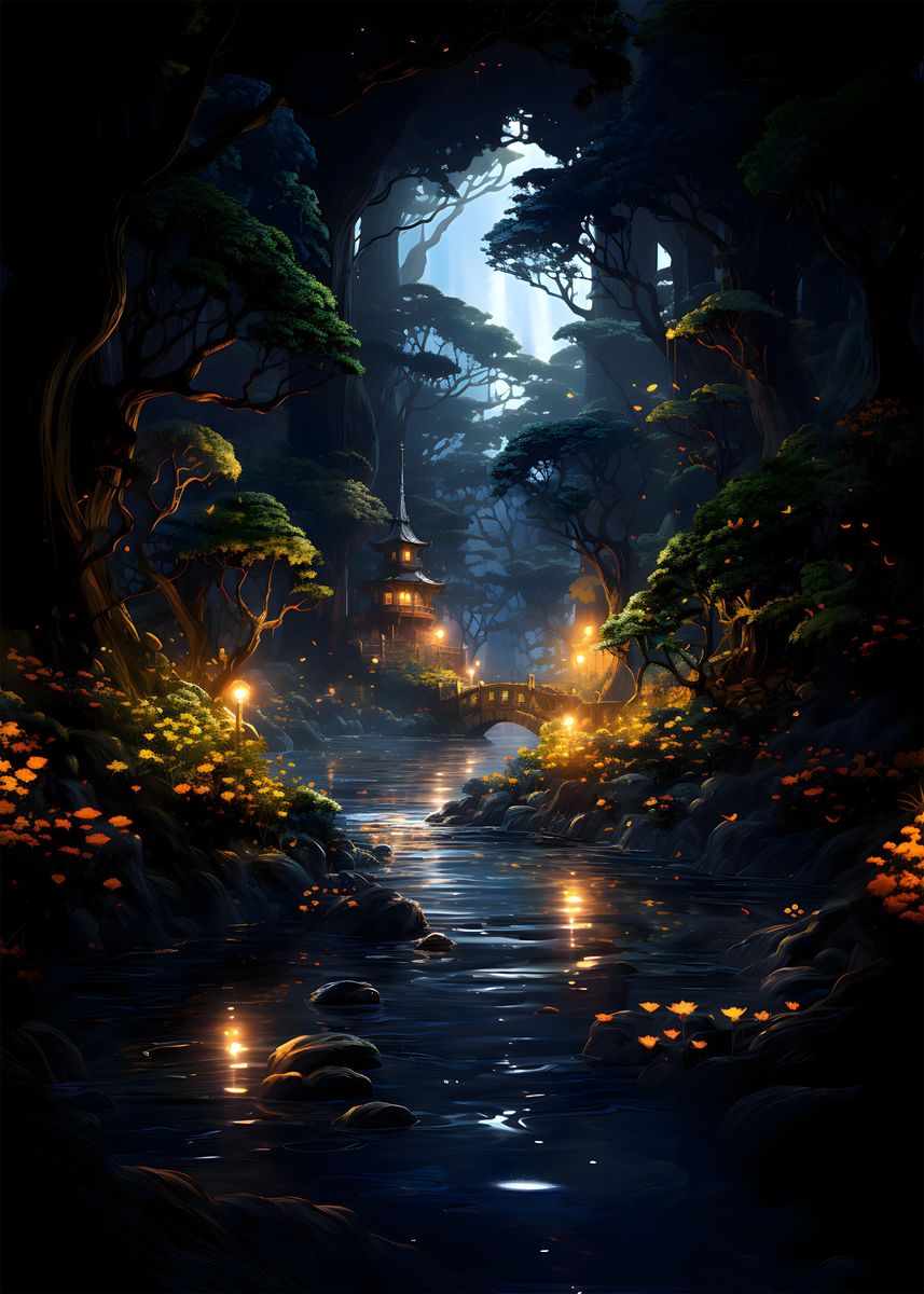 'Spiritual Forest Print' Poster, picture, metal print, paint by Mircea ...