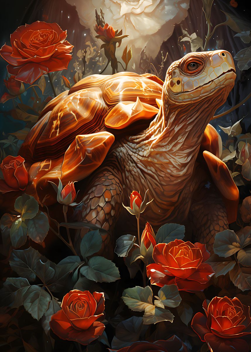 'Turtle in the Nature' Poster, picture, metal print, paint by PrintYourDigitals | Displate