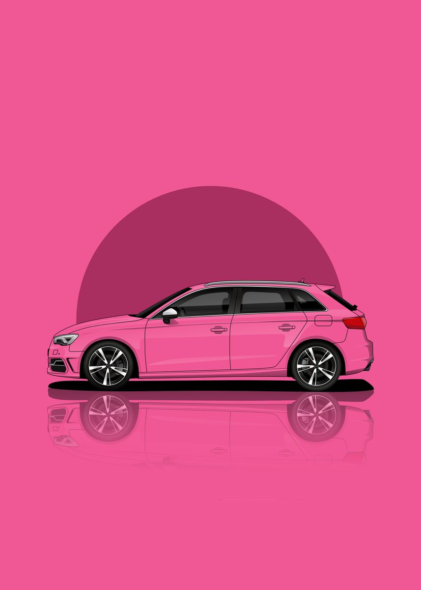 'Art Car Audi RS3 PINK' Poster, picture, metal print, paint by Dodi ...