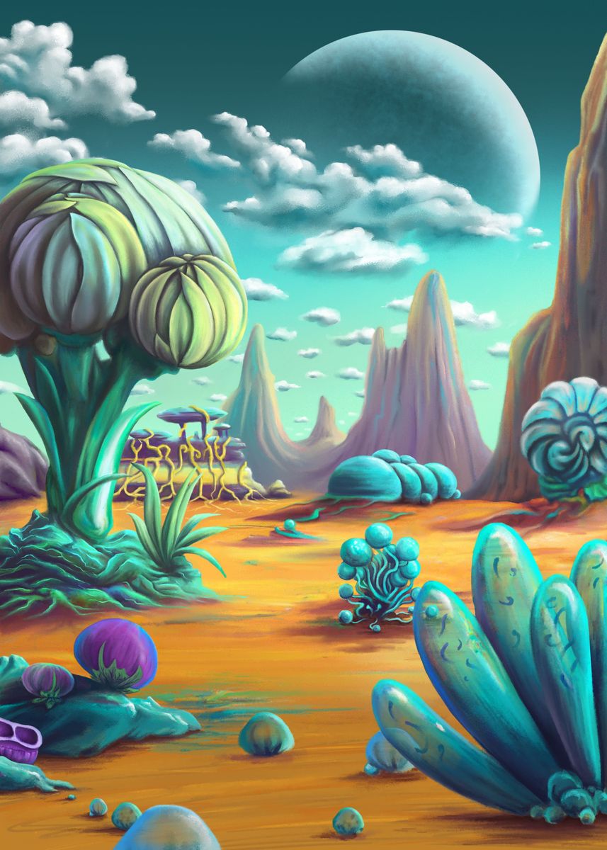 'Alien World Landscape 2' Poster, picture, metal print, paint by Hris ...