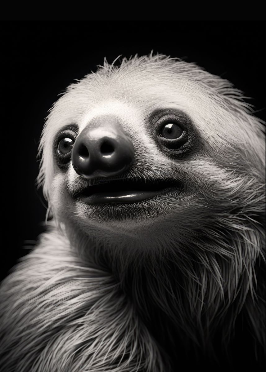 'Sloth Portrait' Poster, picture, metal print, paint by JON HUGHES ...