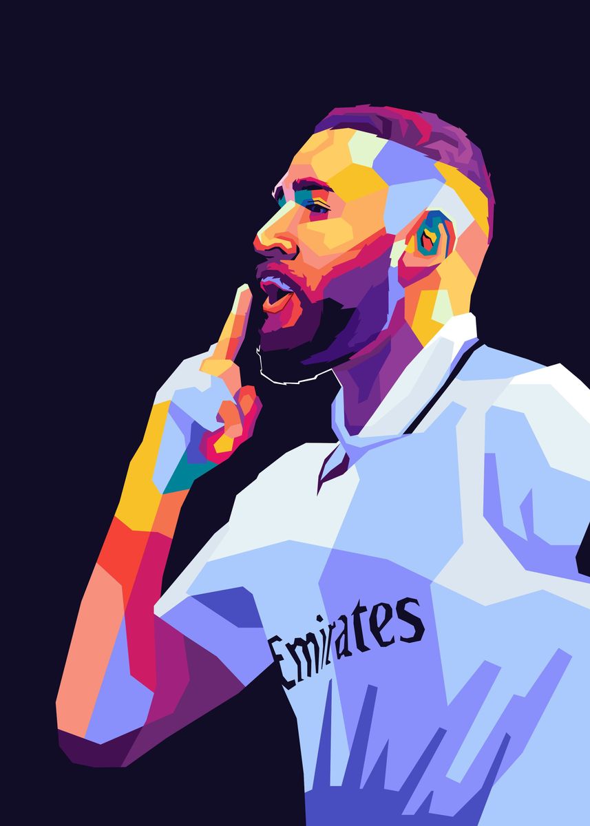 'Benzema' Poster, picture, metal print, paint by Azlan Xavier | Displate
