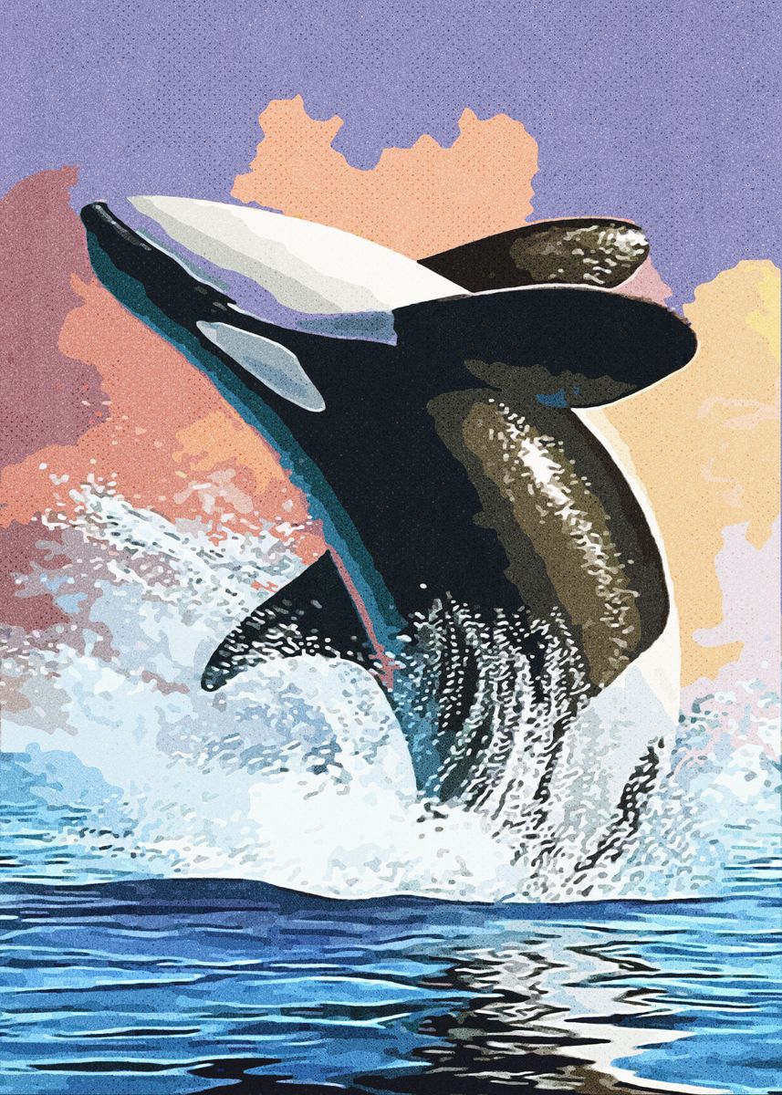 'Orca whale Vintage' Poster, picture, metal print, paint by Coffee ...