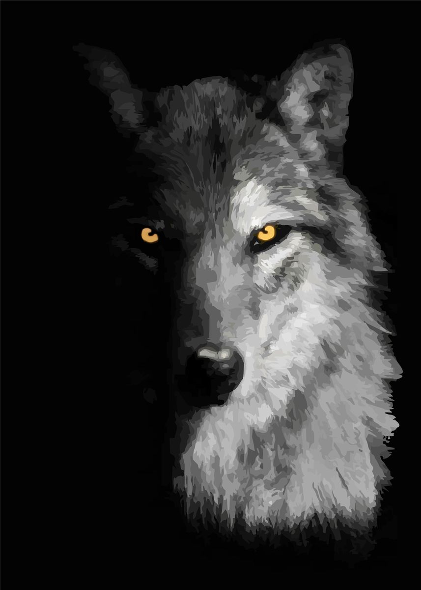 'Dark Wolf' Poster, picture, metal print, paint by Satria Heru | Displate