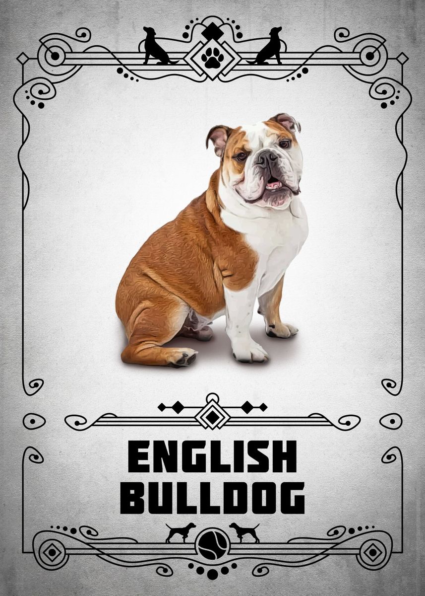 'English Bulldog' Poster, picture, metal print, paint by Bo Kev | Displate