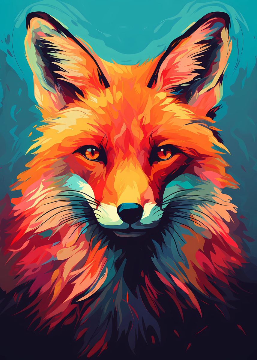 'Red Fox Potrait' Poster, picture, metal print, paint by AnHa | Displate