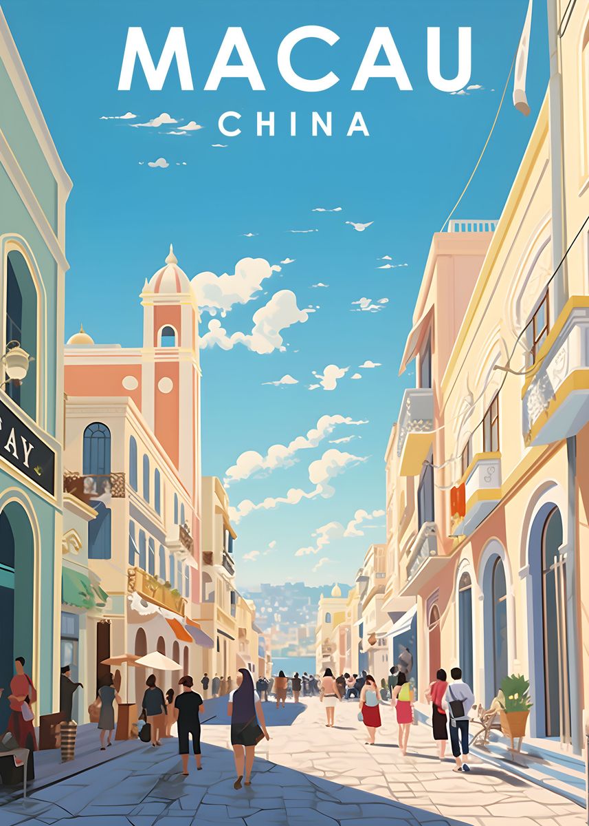 'Macau China Travel' Poster, picture, metal print, paint by Khloi ...