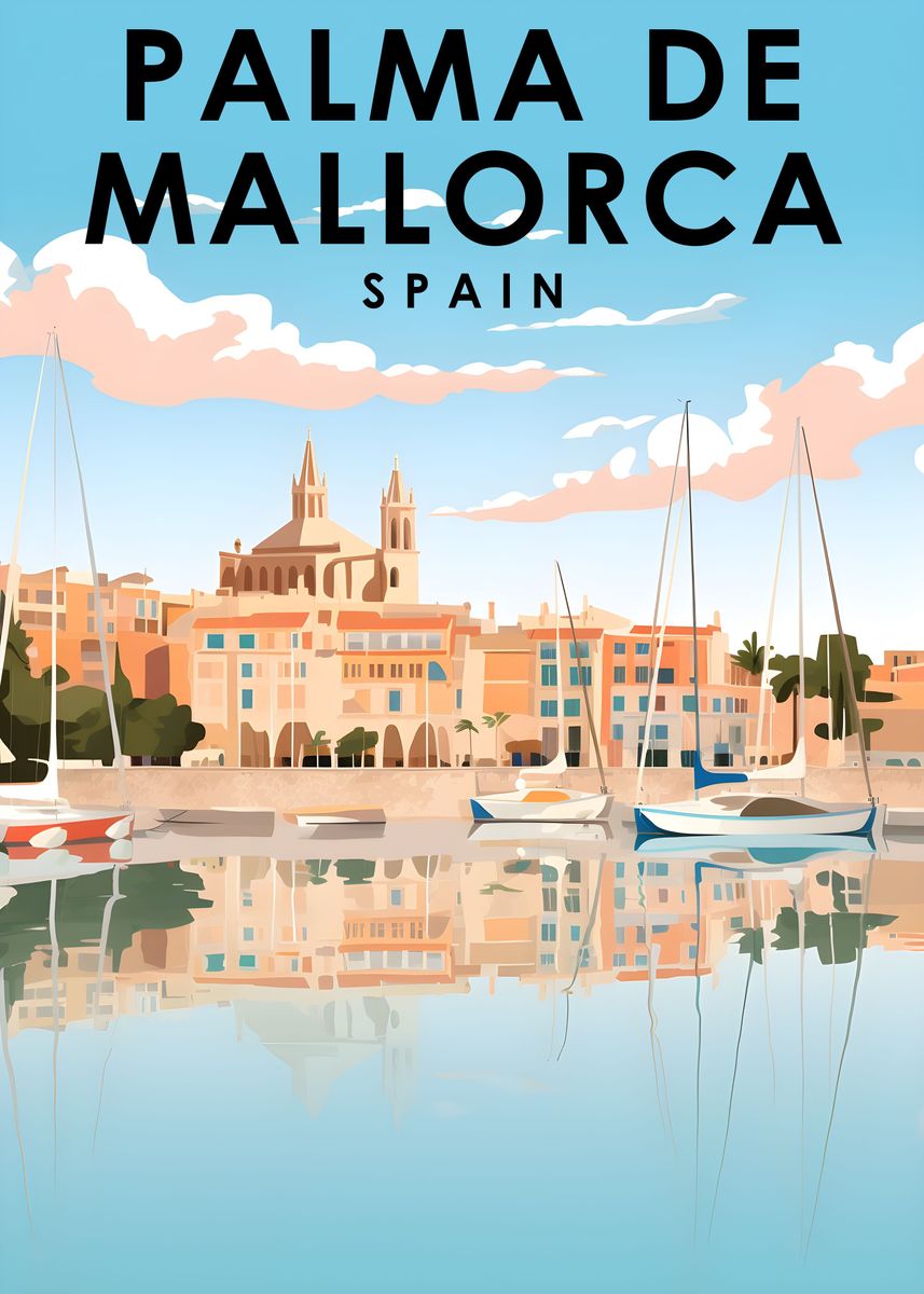 'Palma de Mallorca Spain' Poster, picture, metal print, paint by Khloi ...