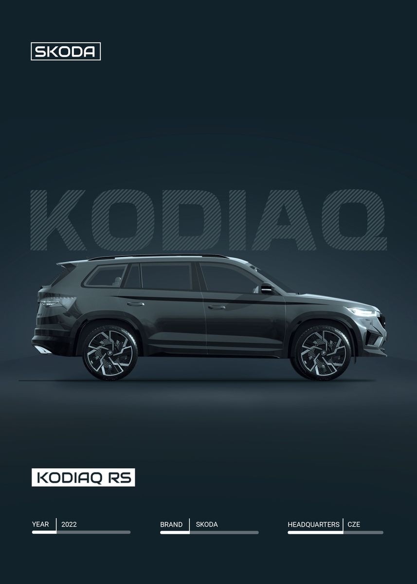 'Skoda Kodiaq RS 2022' Poster, picture, metal print, paint by Basues ...