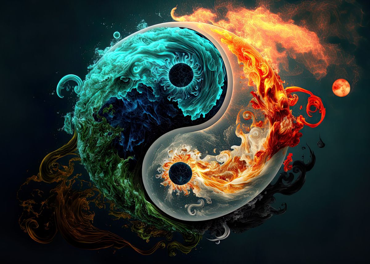 'Fire and ice Yin Yang' Poster by Jamie Frank | Displate