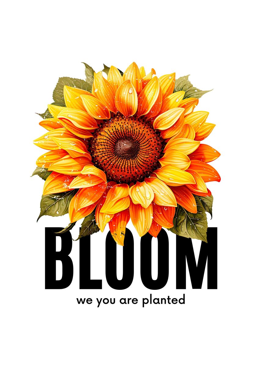 'Grunge Sunflower Bloom' Poster, picture, metal print, paint by NAMA ...