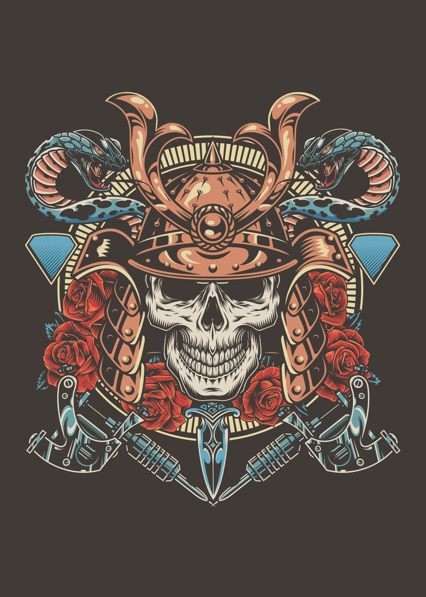 'Skull japanese' Poster, picture, metal print, paint by Dede wiradinata ...