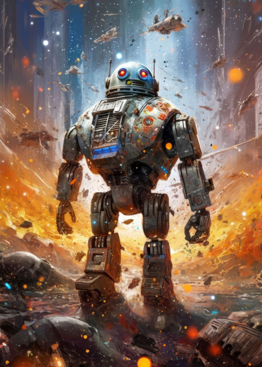 'Robot War' Poster, picture, metal print, paint by Dario Berardi | Displate