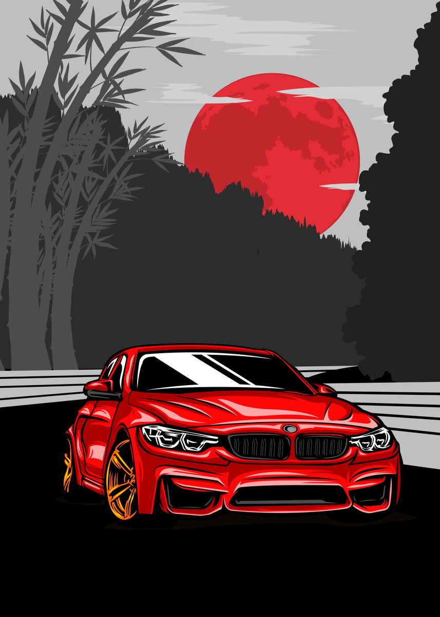'Red Car' Poster, picture, metal print, paint by Poster Collections ...