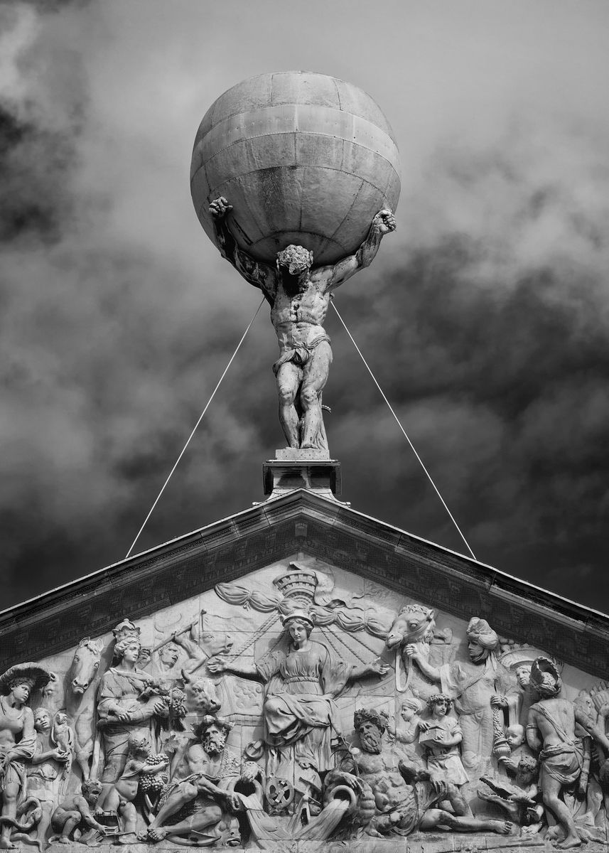 'Atlas Statue In Amsterdam' Poster, picture, metal print, paint by ...