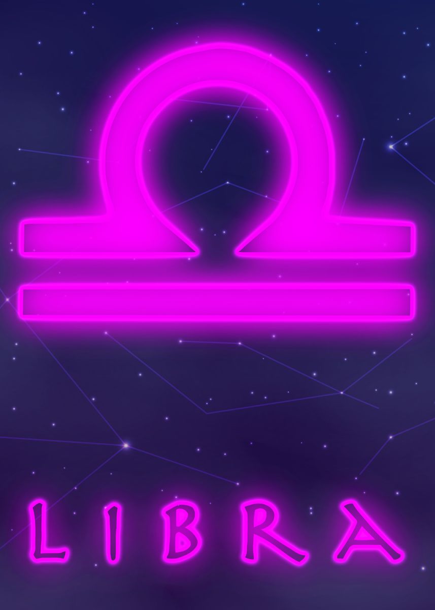 'Libra Neon Tarot Poster' Poster, picture, metal print, paint by ...
