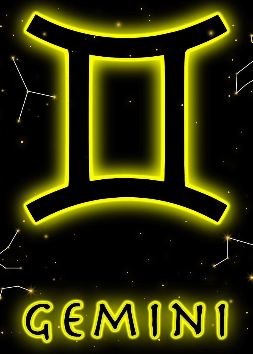 'Gemini Neon Tarot Poster' Poster, picture, metal print, paint by ...