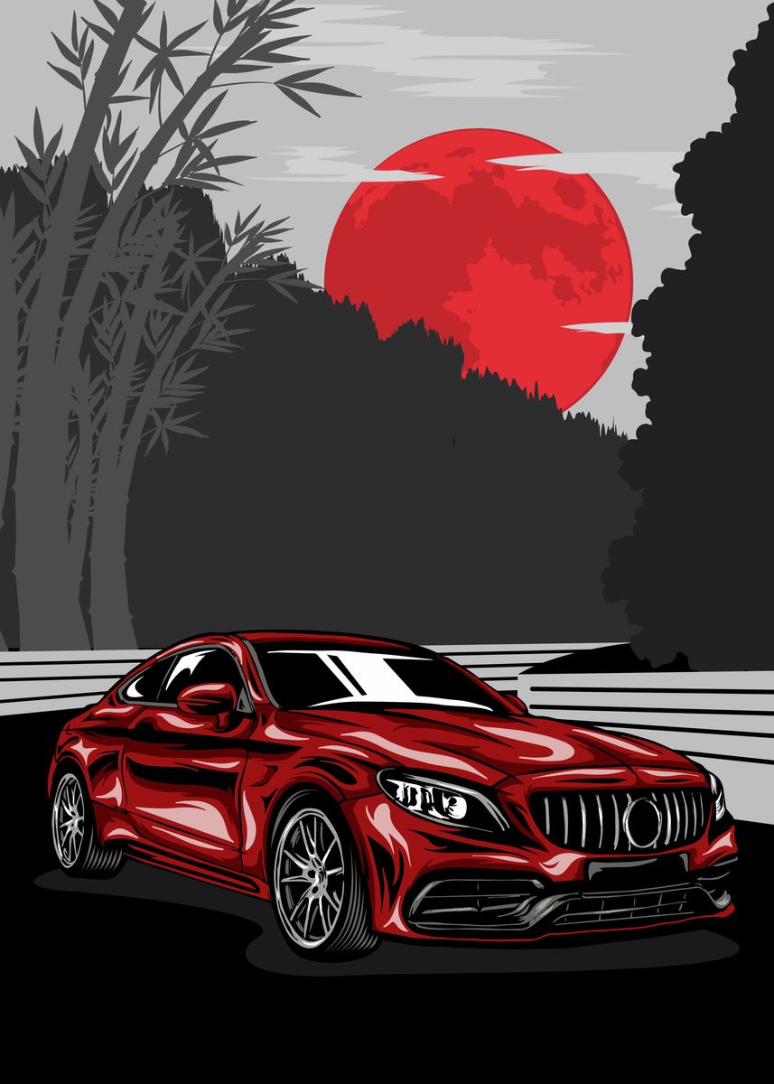 'Red Car' Poster, picture, metal print, paint by Poster Collections ...