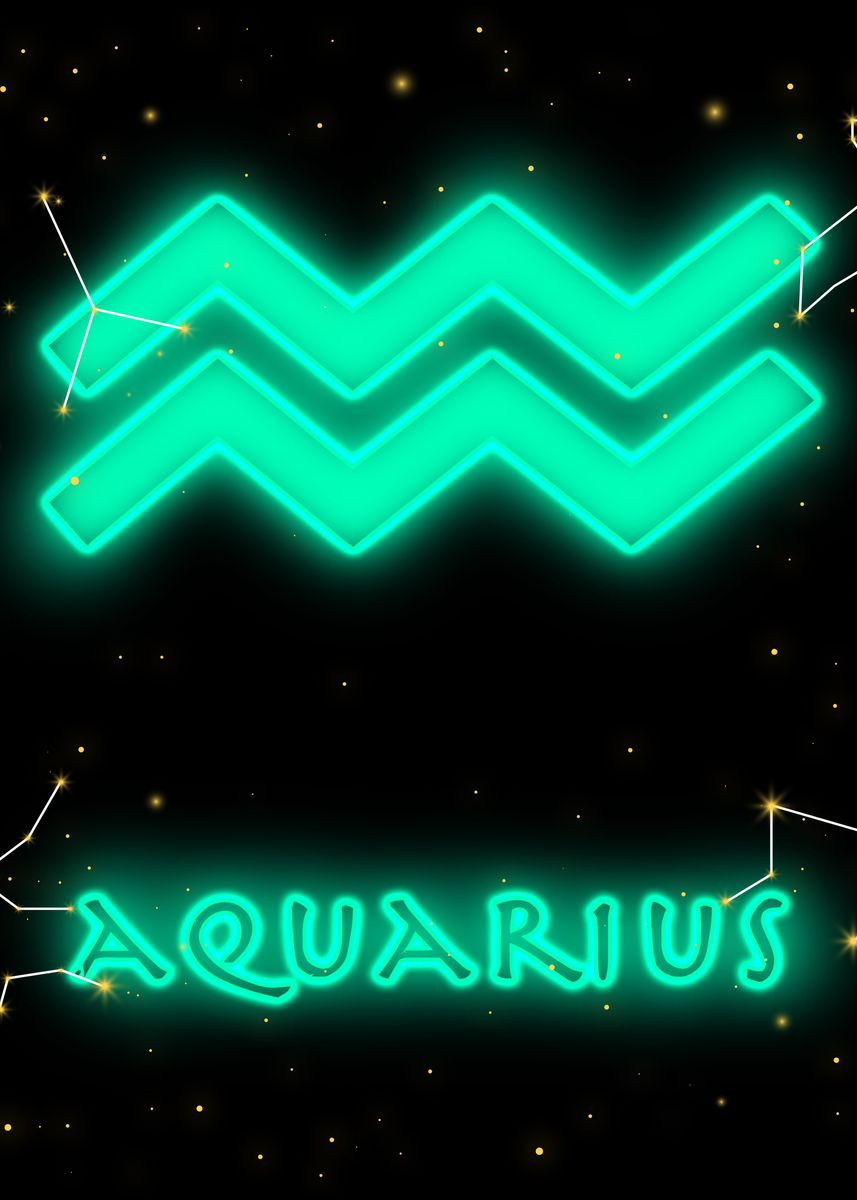 'Aquarius Neon Tarot Poster' Poster, picture, metal print, paint by ...