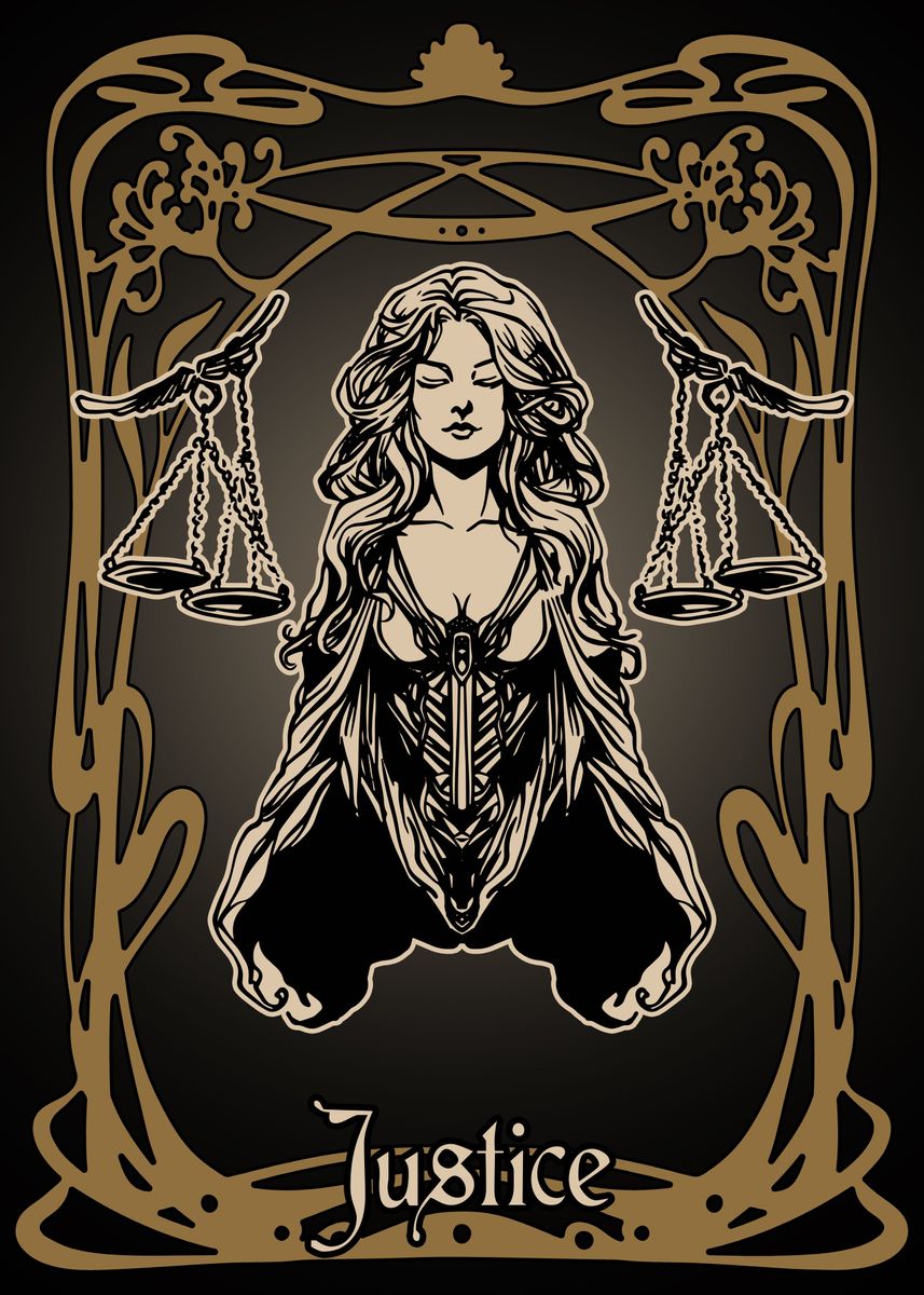 'Justice Tarot card' Poster, picture, metal print, paint by LouteCrea ...