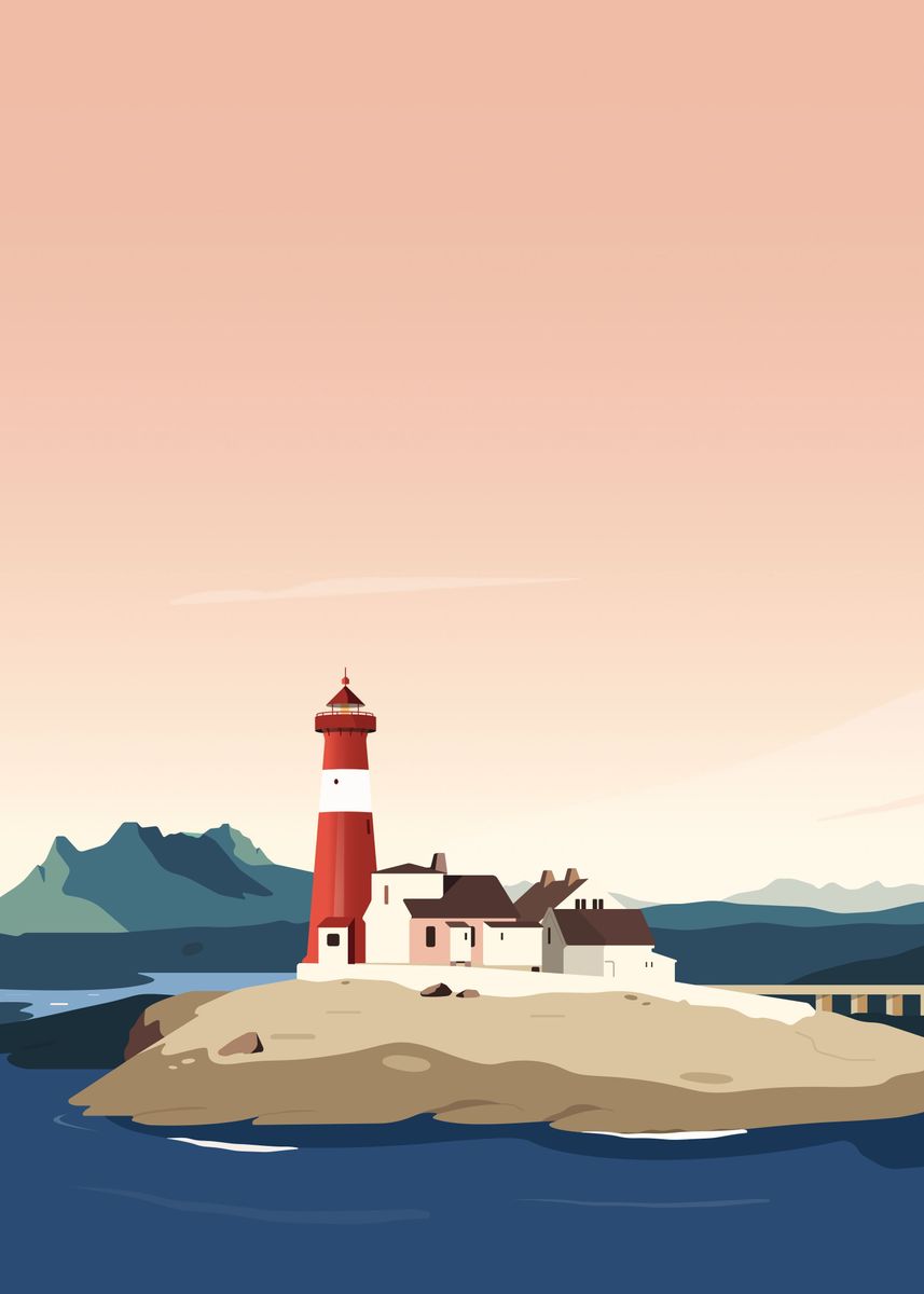 'Lighthouse' Poster, picture, metal print, paint by spinillu | Displate