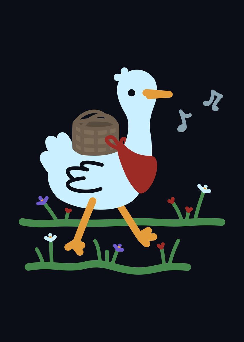 'Duck going for a picnic' Poster, picture, metal print, paint by Prume ...