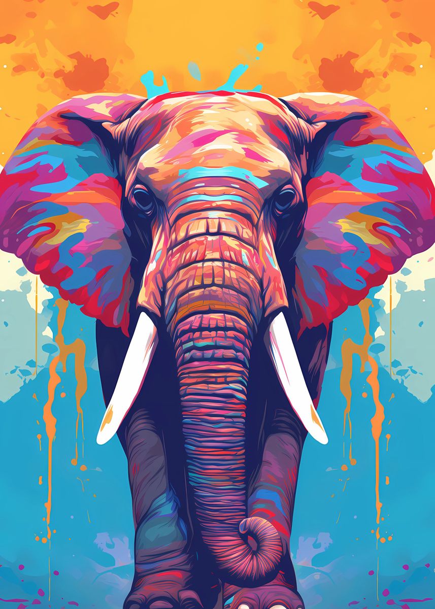 'Elephant Abstract' Poster, picture, metal print, paint by AnHa | Displate