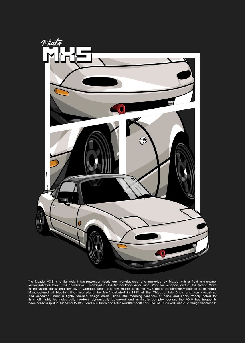 'Mazda MX5 Miata' Poster, picture, metal print, paint by Burhandowski | Displate