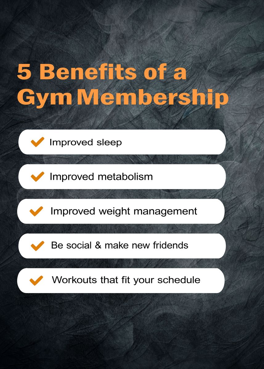 '5 benefits exercising gym' Poster, picture, metal print, paint by ...