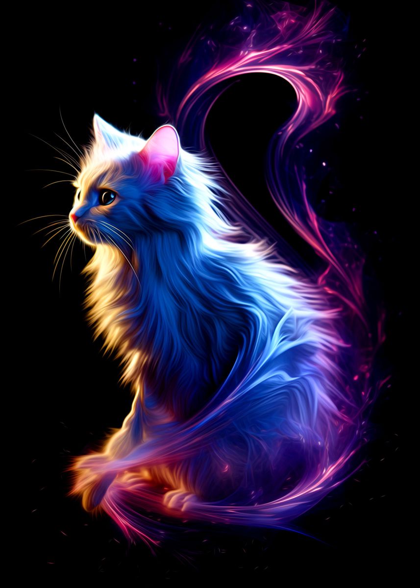 'Cat' Poster, picture, metal print, paint by Sunny Artist | Displate